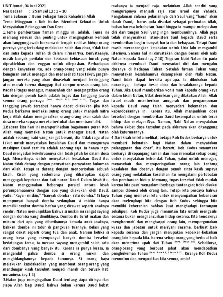 Teguran Natan kepada Daud | PDF