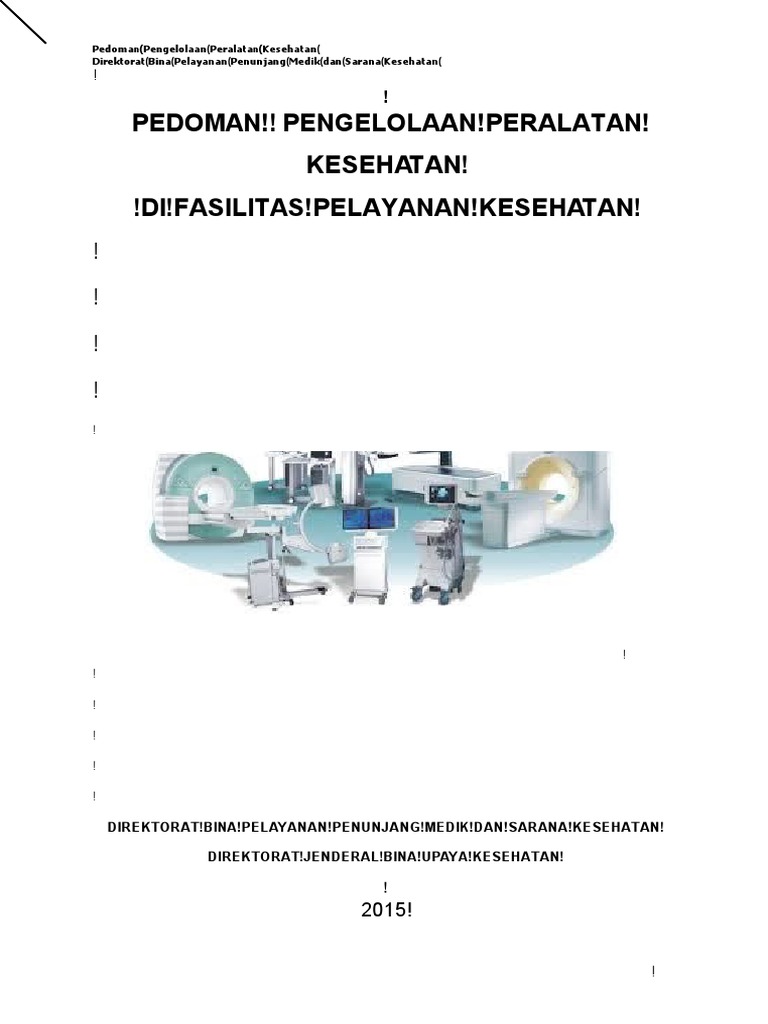 Pedoman Pengelolaan Peralatan Kesehatan | PDF