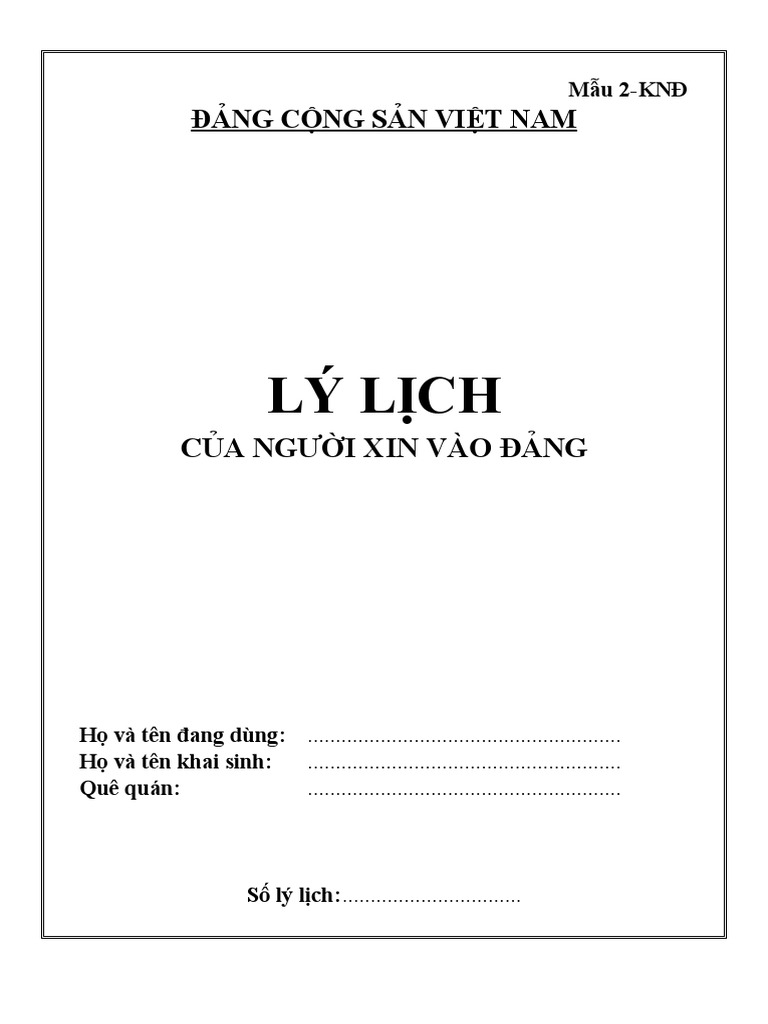 Mau 2 KND Ly Lich Cua Nguoi Xin Ket Nap Dang | PDF