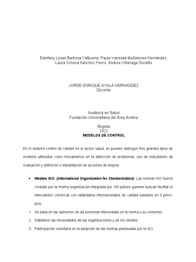 Modelos de Control | PDF | Calidad (comercial) | Organización ...
