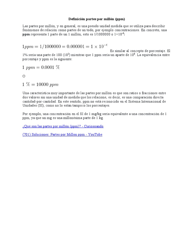 Definición y Uso de PPM en Concentraciones | PDF