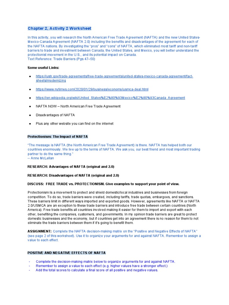 BMM4M - NAFTA's Impact | PDF | Cost Of Living | North American Free ...