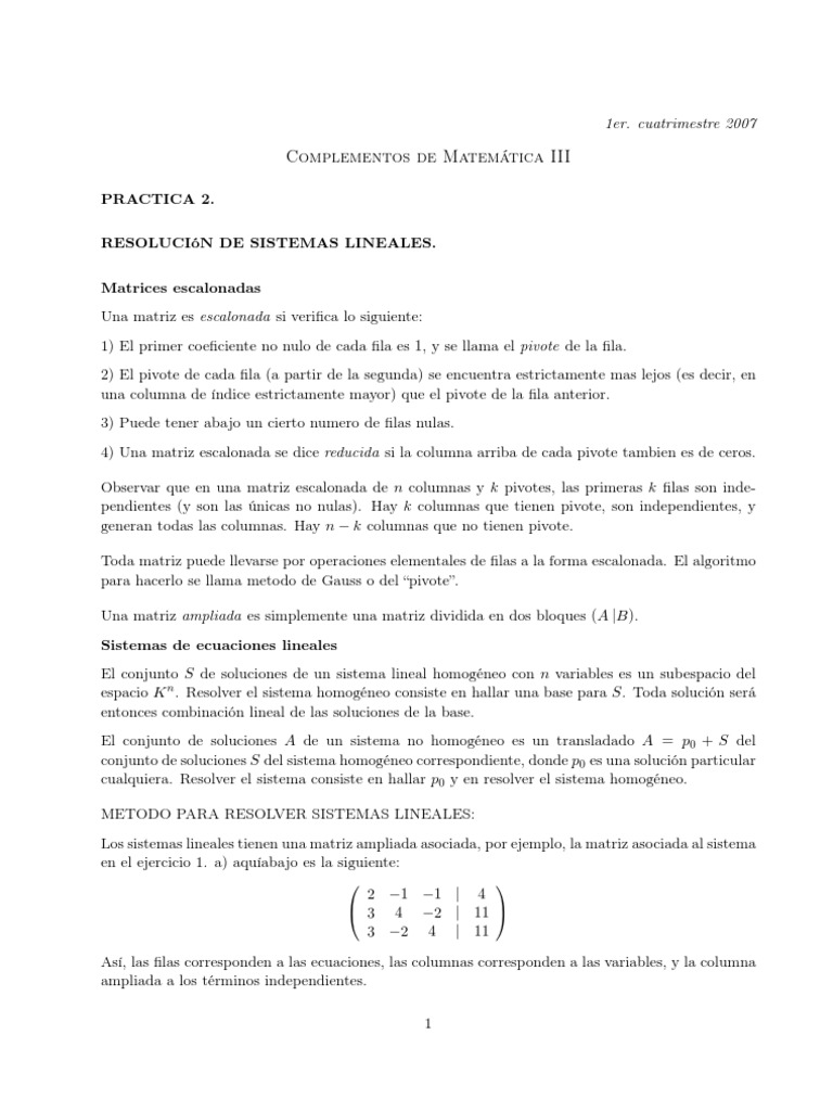 Matriz escalonada | Sistema de ecuaciones lineales | Matriz (Matemáticas)