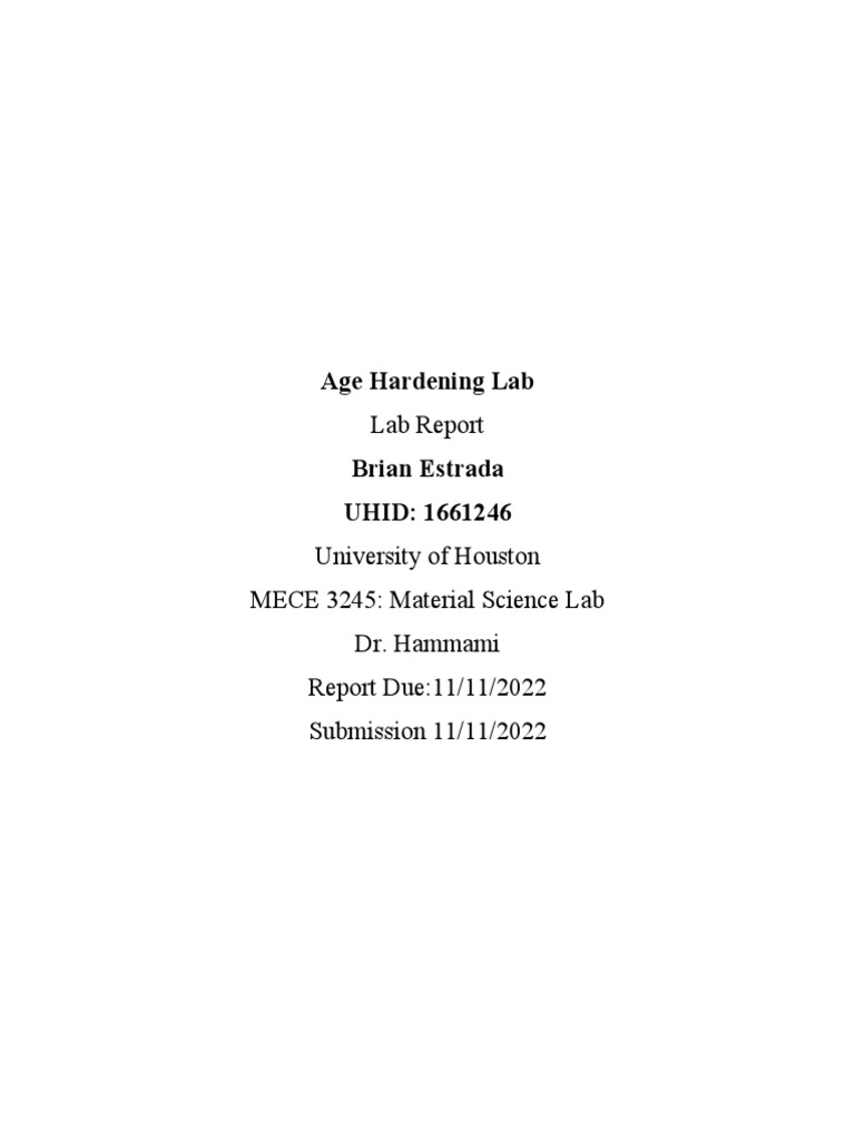 Age Hardening Lab | PDF | Heat Treating | Metals