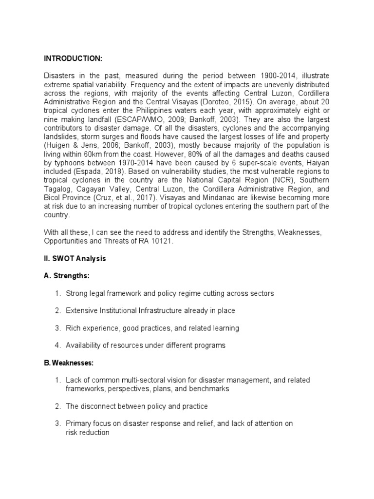 SWOT Analysis Nika | PDF | Disaster Risk Reduction | Emergency Management
