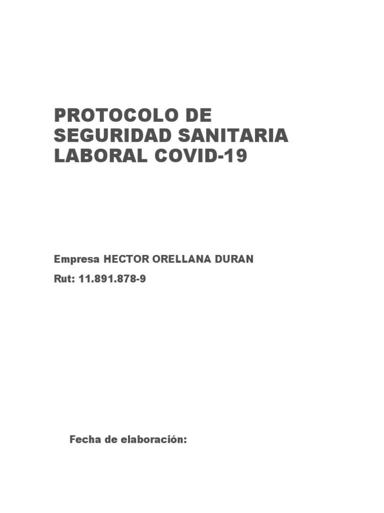 Protocolo de seguridad sanitaria laboral COVID-19 de Empresa HECTOR ORELLANA DURAN | PDF ...