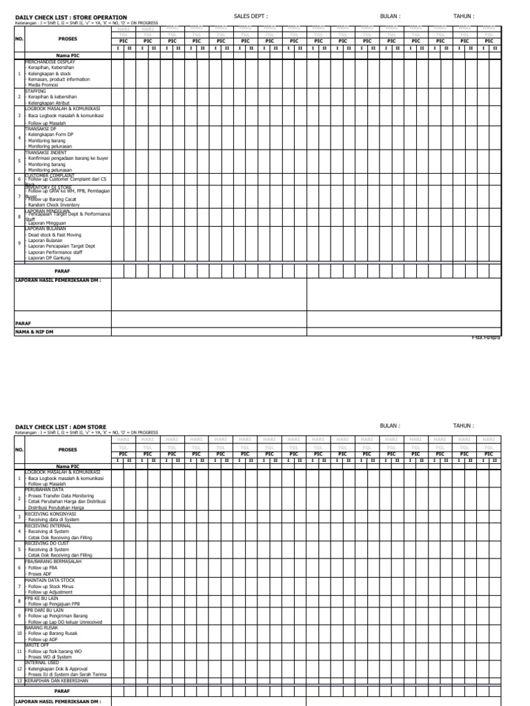 Daily Check List | PDF | Banking | Service Industries