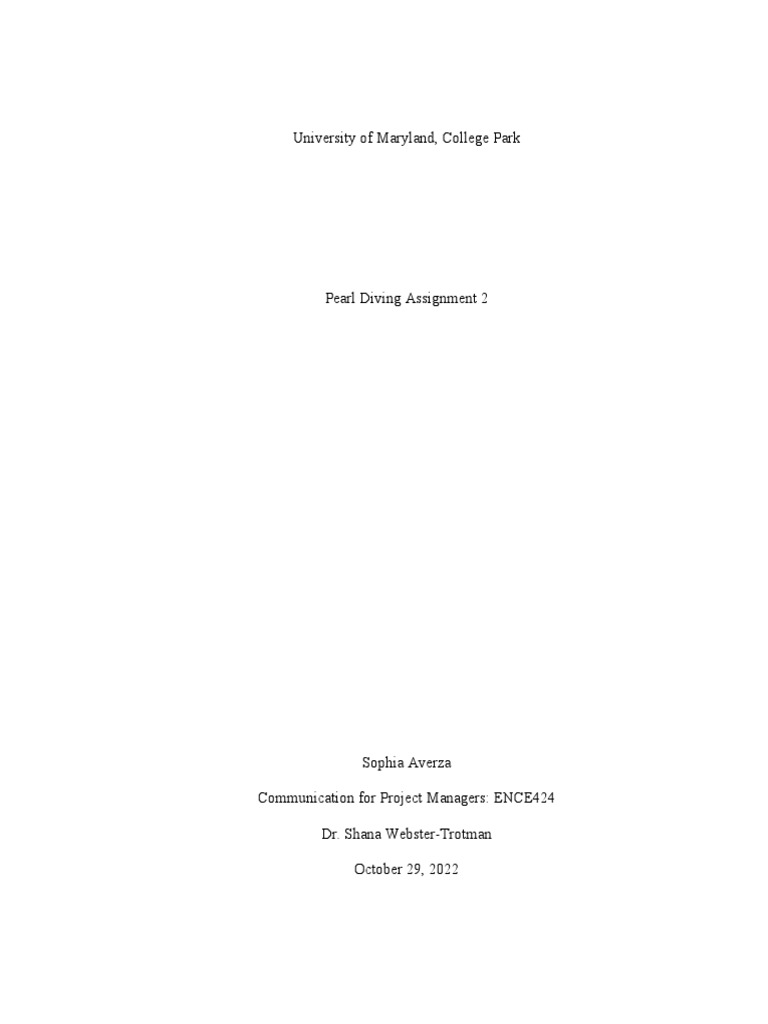 Pearl Diving Assignment Two Edited Final | PDF | Extraversion And ...