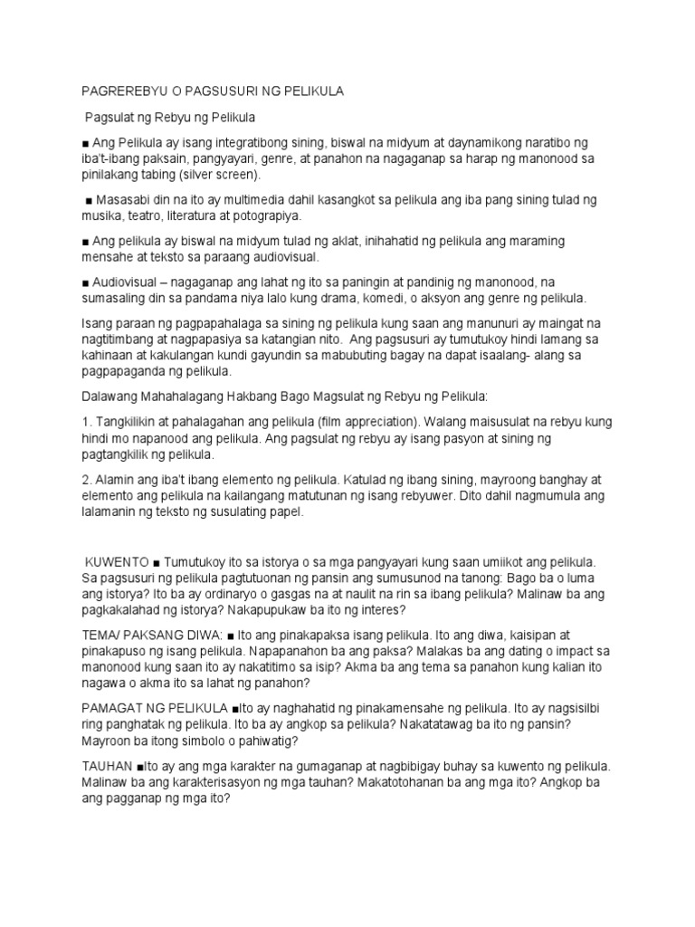 Pagsusuri NG Pelikula | PDF