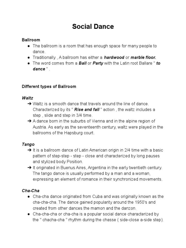 Social Dance Ballroom Pdf Ballroom Dance Dances