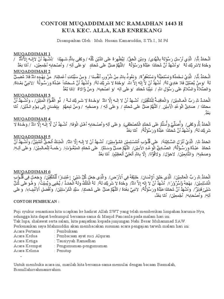 Contoh Muqaddimah MC | PDF