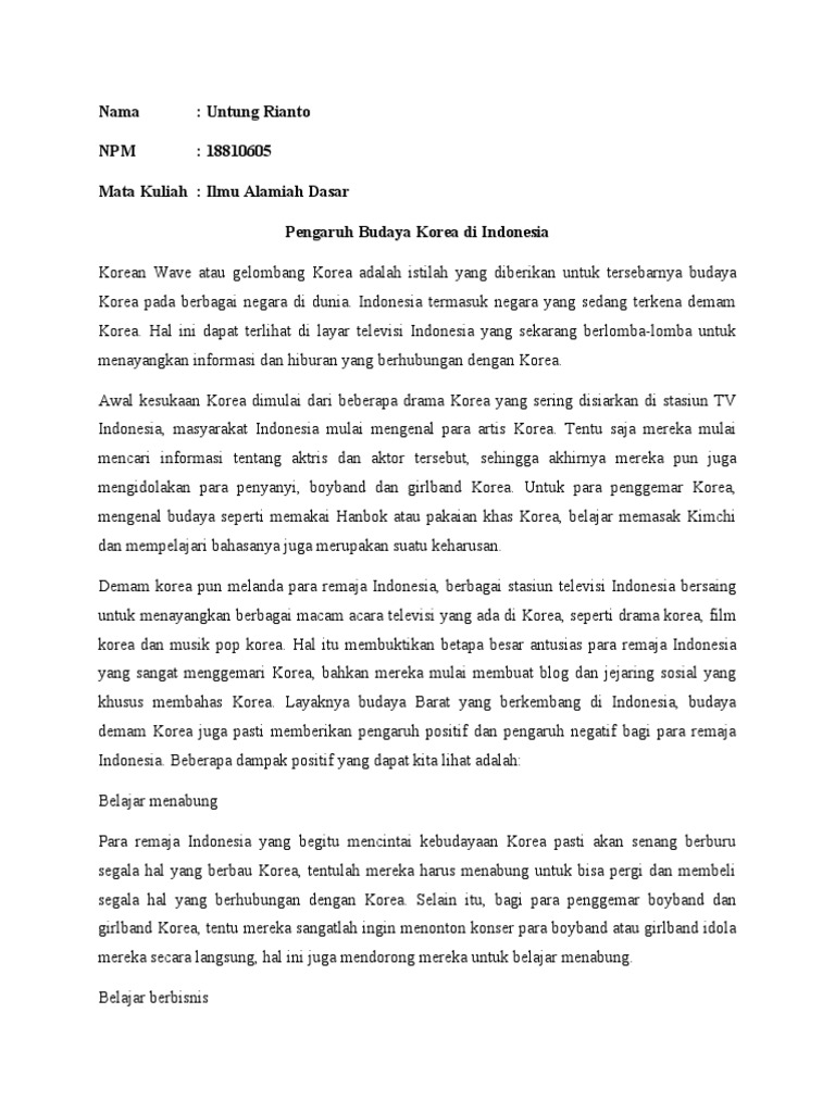 Tugas IAD-IBD Budaya Korea | PDF