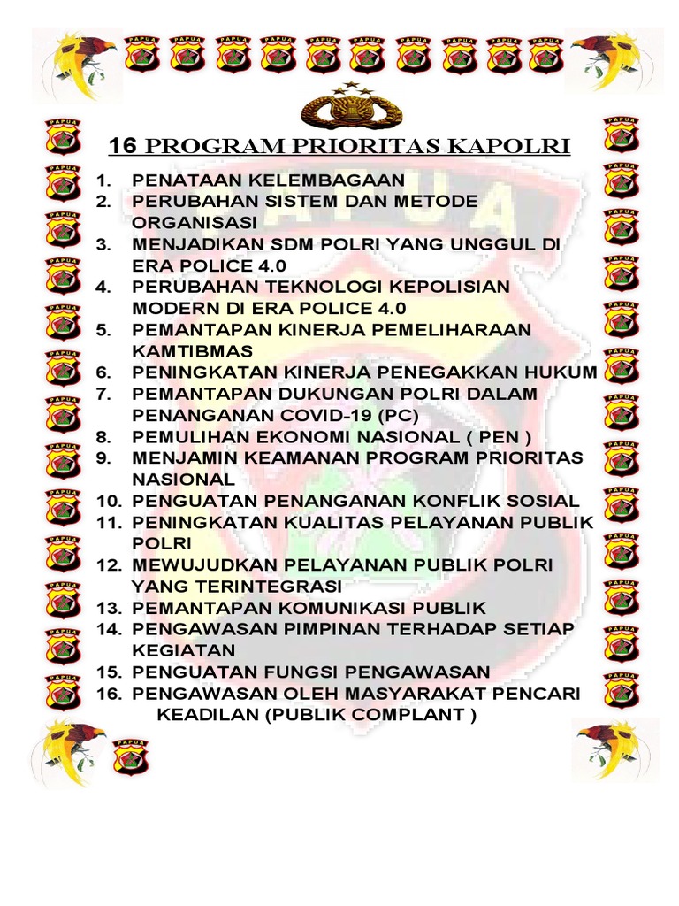 16 Program Prioritas Kapolri | PDF