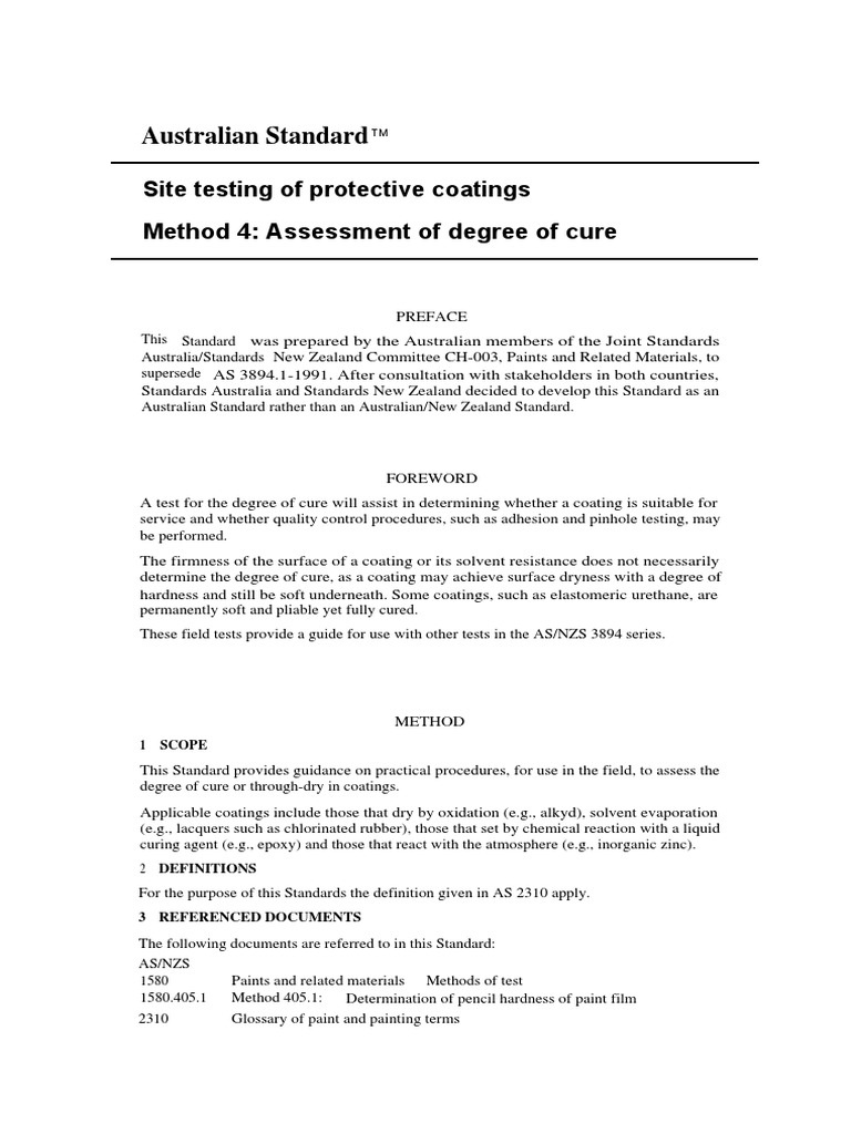 AS 3894-4 Method 4 Degree-Of-Cure | Download Free PDF | Paint | Epoxy