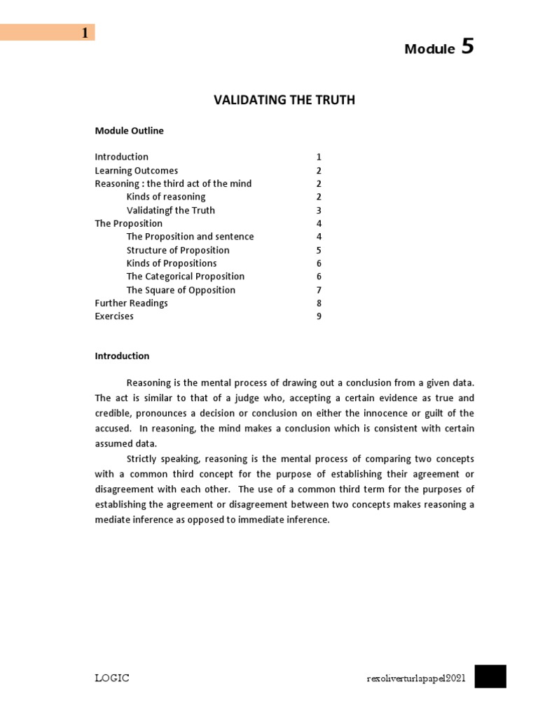 Logic - MODULE 5 REASONING AND SYLLOGISM | PDF | Logic | Logical Consequence