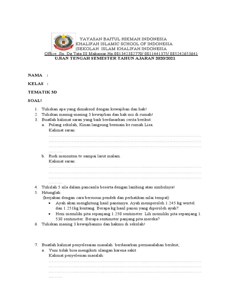 UTS Tematik 3d 2021 | PDF