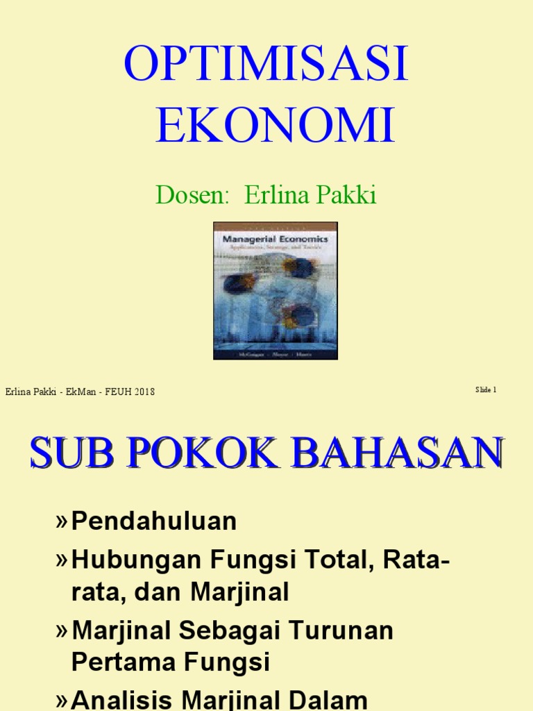 Minggu 2 - Optimisasi Ekonomi | PDF