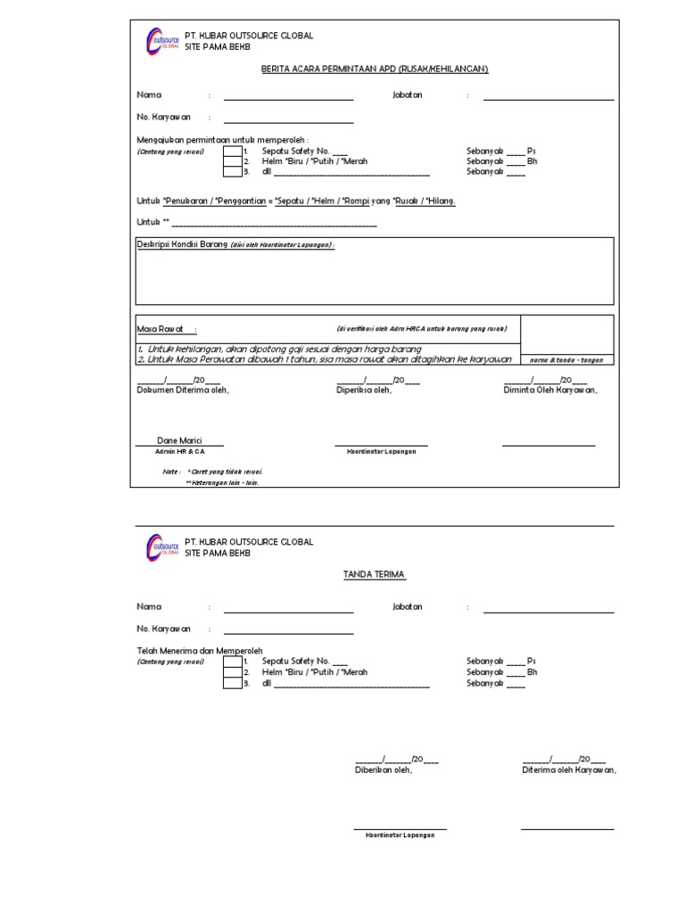 Ba Apd Dan Tanda Terima | PDF