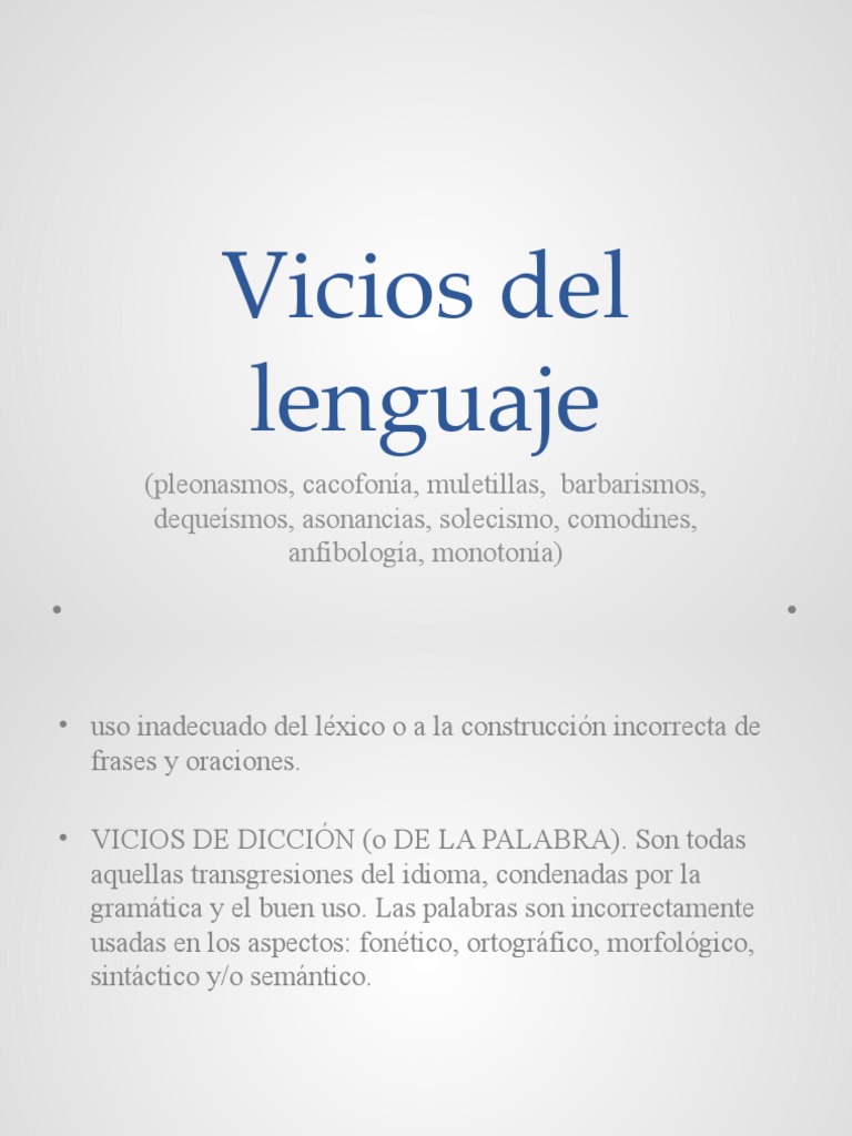 Vicios Del Lenguaje1 | PDF | Mecánica del lenguaje | Comunicación humana