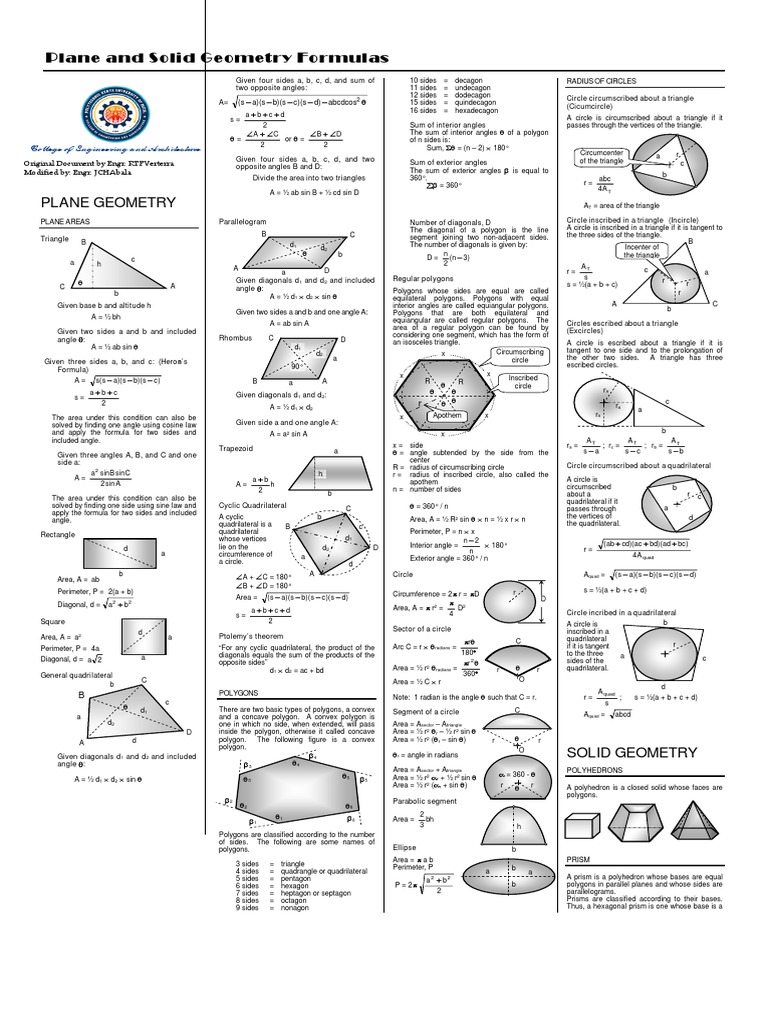 Plane and Solid Geometry | PDF | Triangle | Area