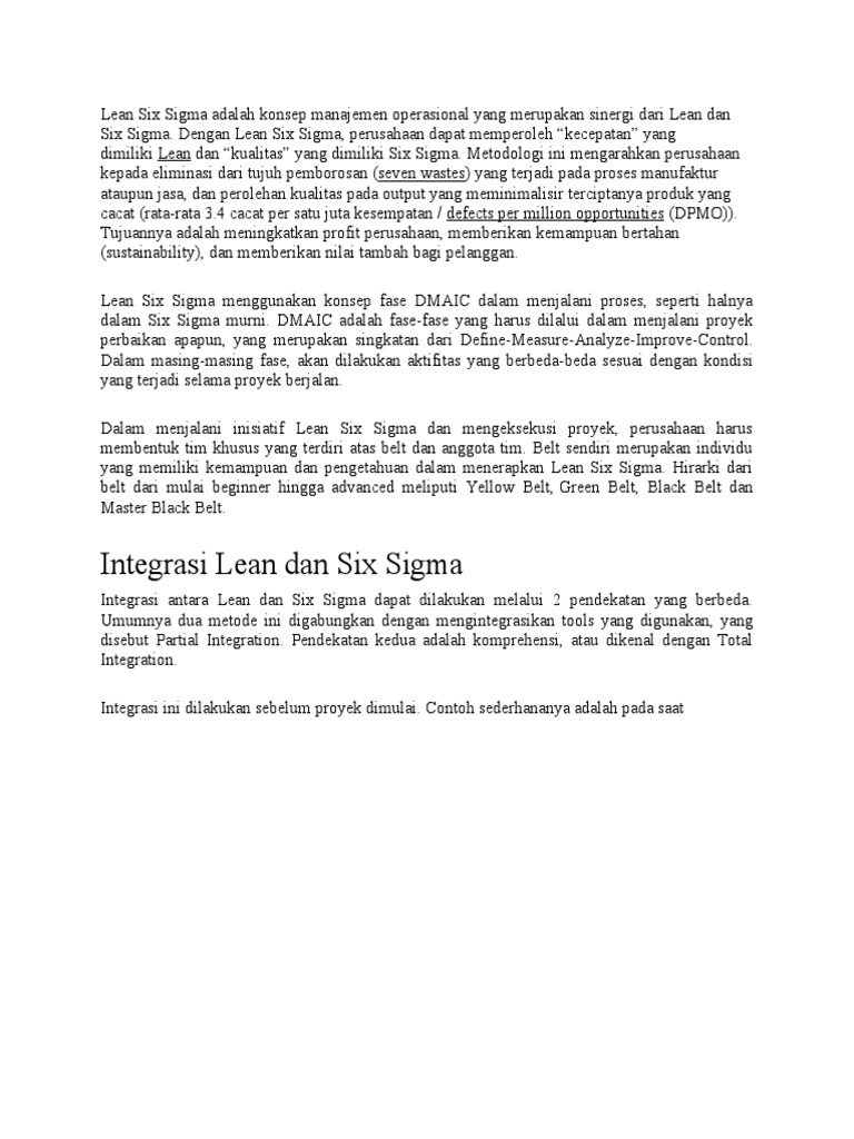 Pengenalan Lean Six Sigma dan Metodologinya | PDF | Bisnis ...