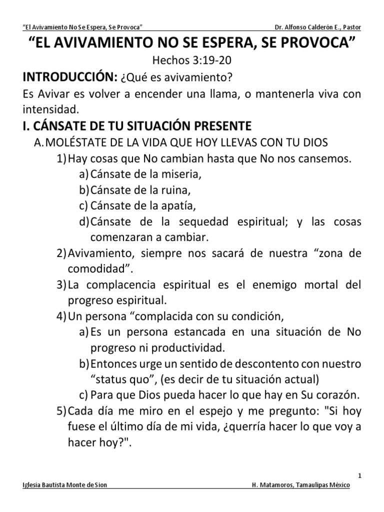 Cinco Pasos Para Provocar un Avivamiento Espiritual | PDF