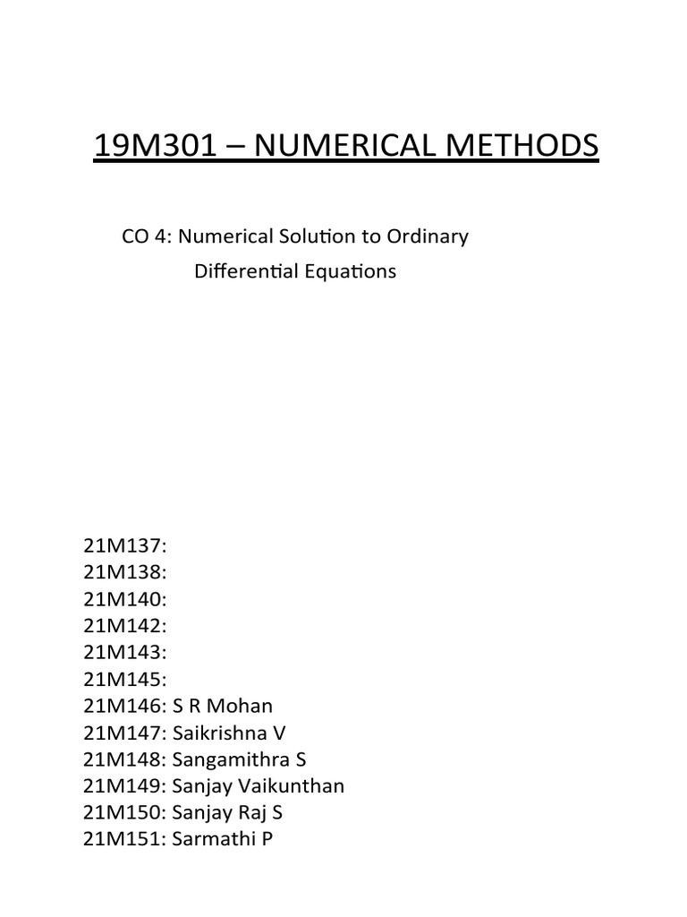 Numerical Methods Final | PDF | Differential Equations | Partial Differential Equation