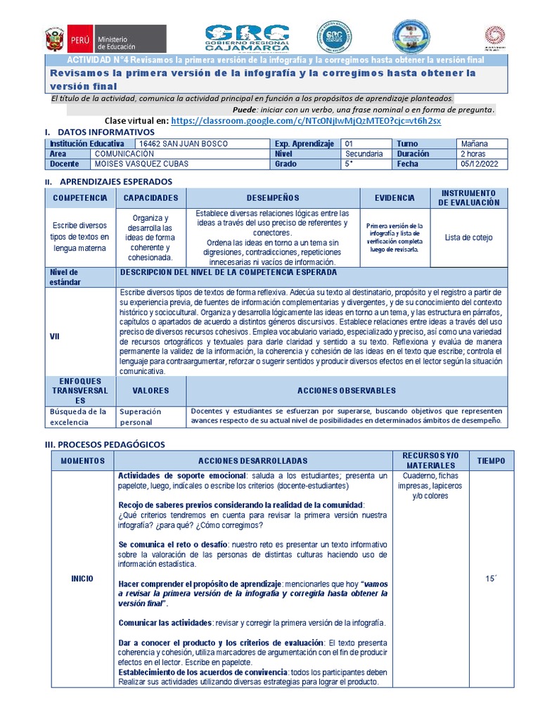 Actividad 4 Revisamos La Primera Versión de La Infografía y La Corregimos Hasta Obtener La ...