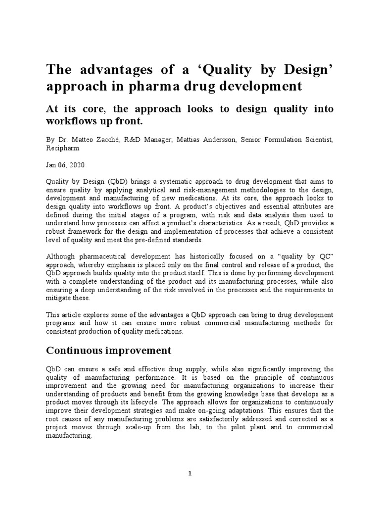 Week2 - The Advantages of Quality in Design | PDF | Business