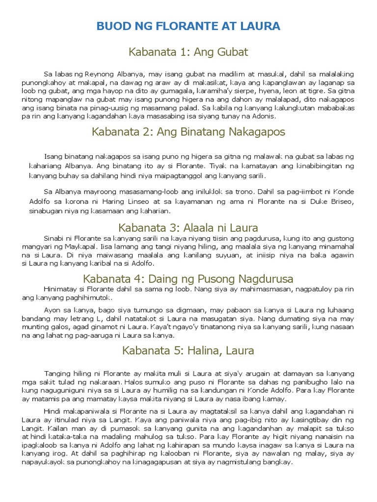 Buod NG Florante at Laura | PDF