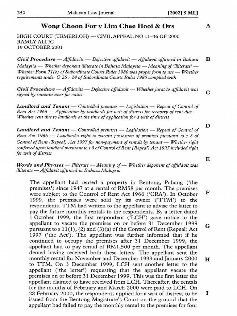 Wong Choon For V Lim Chee Hooi & Ors | PDF