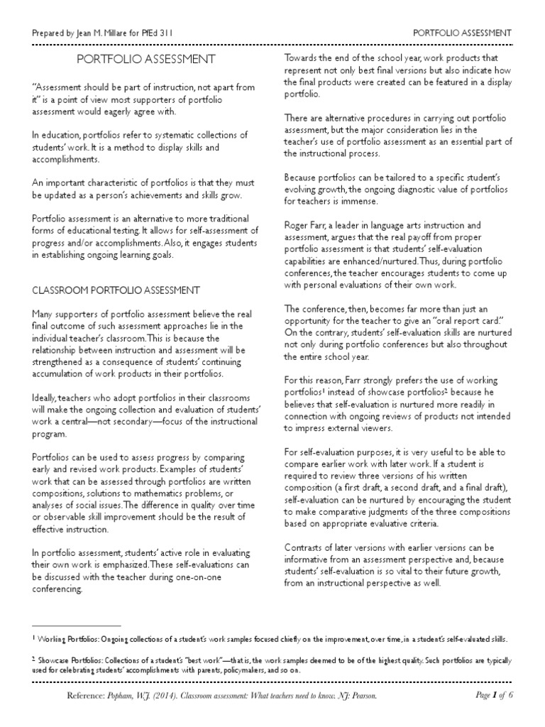 311 5 Portfolio Assessment | PDF | Educational Assessment | Teachers