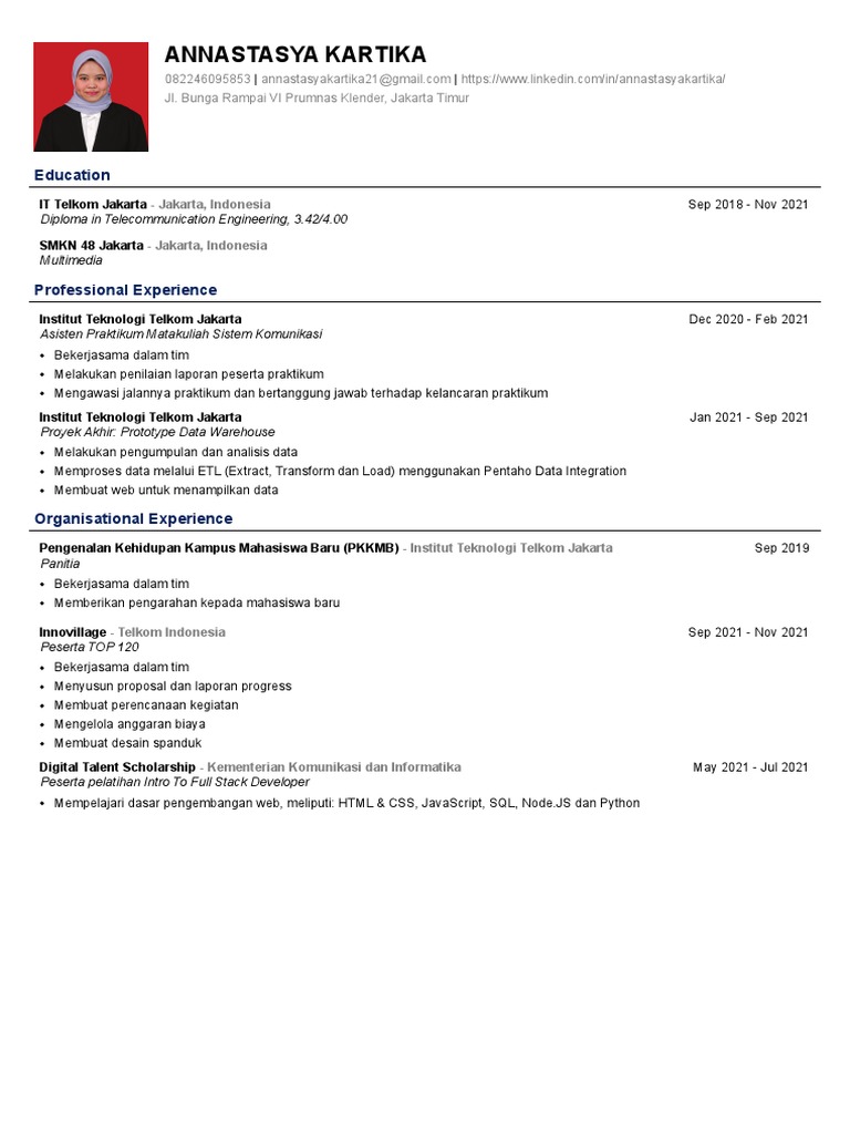 CV Annastasya Kartika | PDF | Seni | Komputer