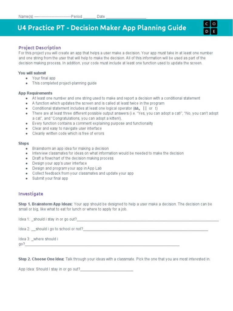 CSP 20-21 U4 Practice PT Planning Guide | PDF | Mobile App | String ...