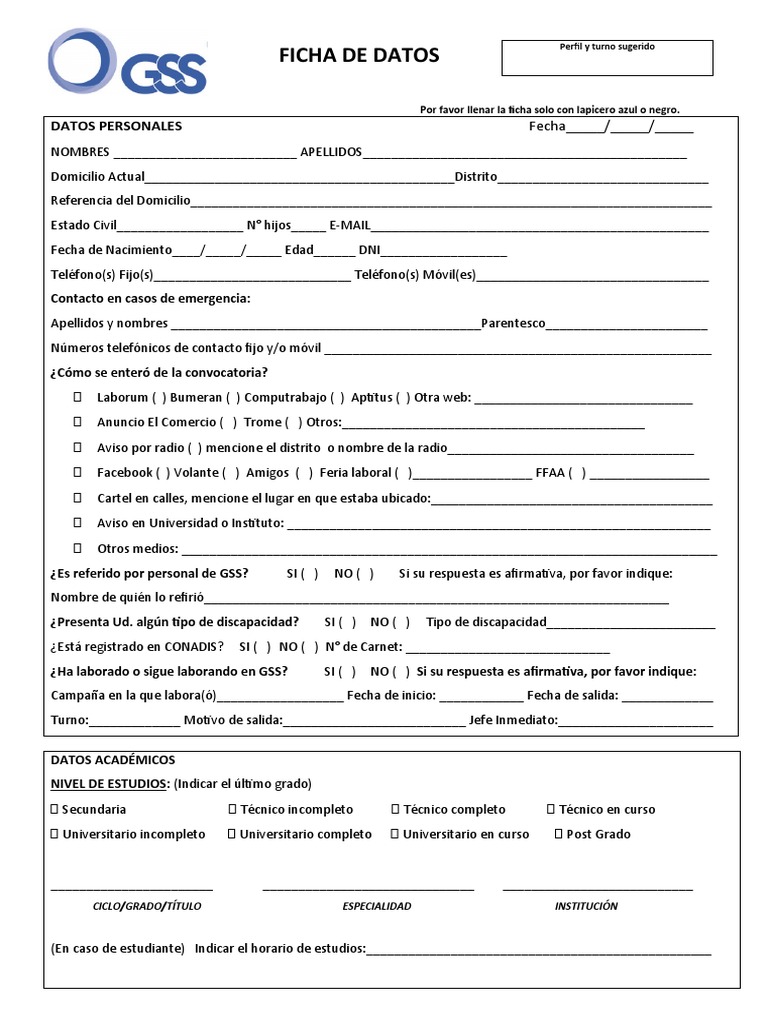 Ficha de Datos | PDF