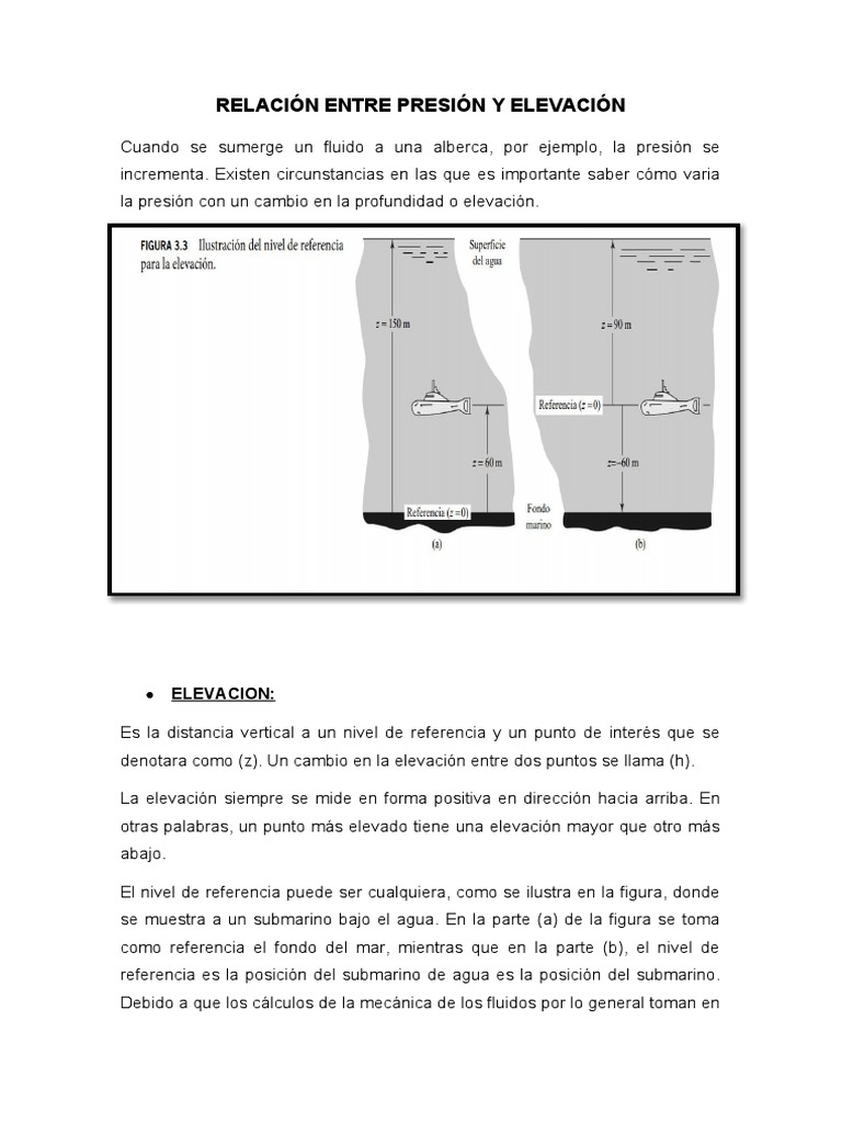 Desarrollo de La Relación Entre Presión y Elevación | PDF | Presión | Líquidos