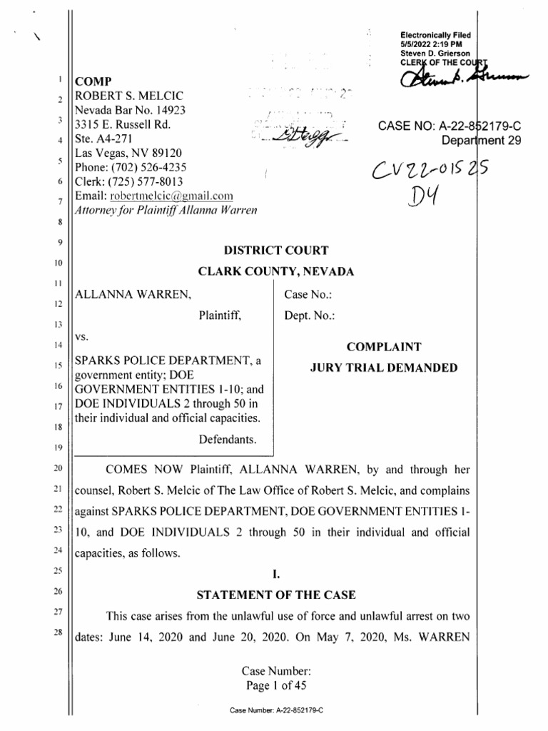Mark Lawson, Lance Forrester Criminal Complaint | PDF