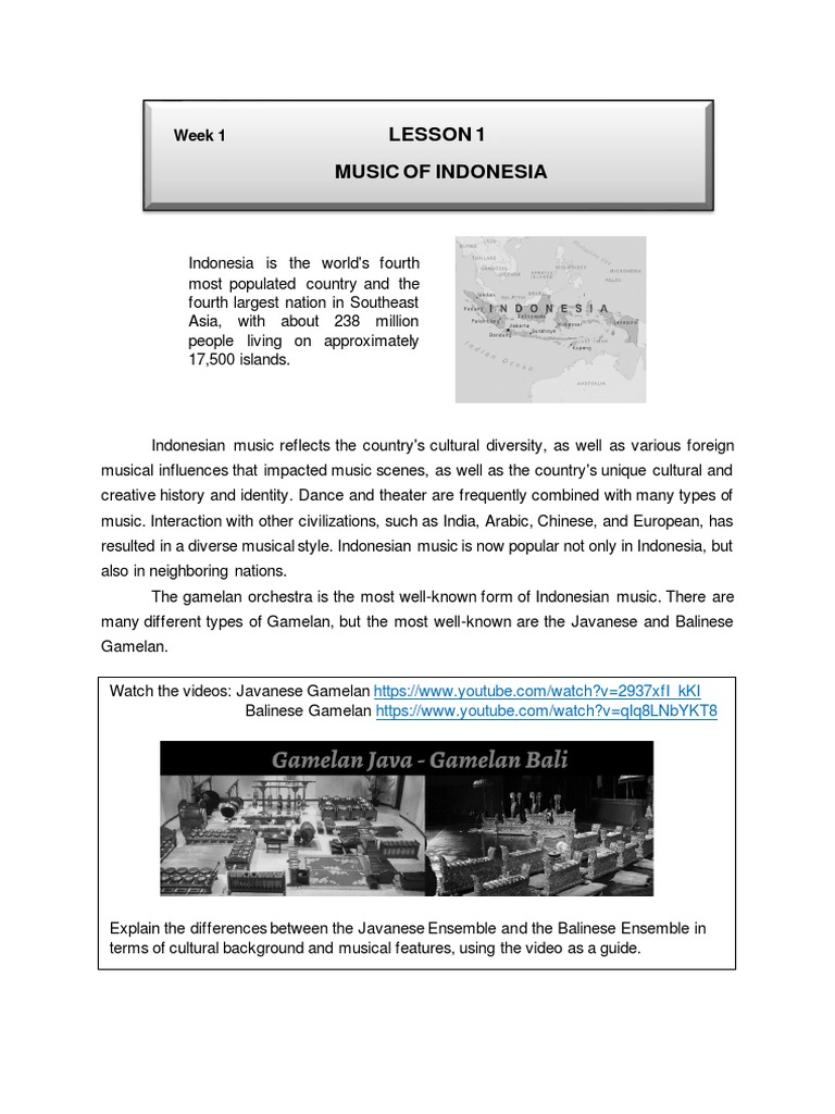 Week 1 Indonesia | PDF | Performing Arts