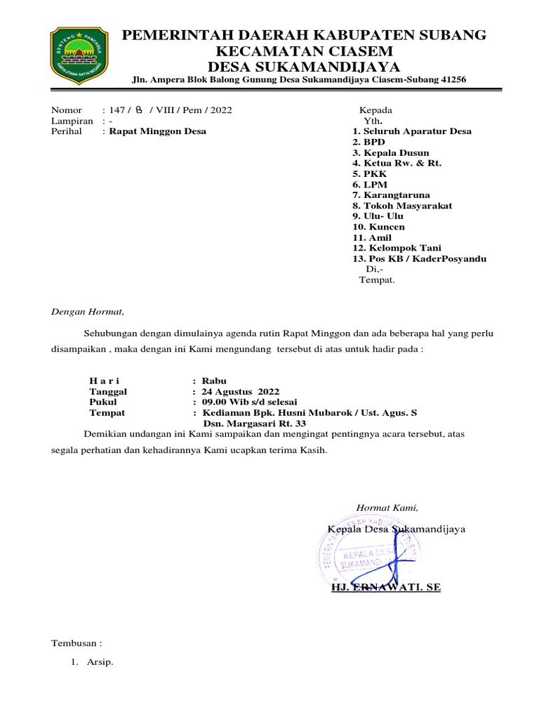 SURAT UNDANGAN Minggon | PDF