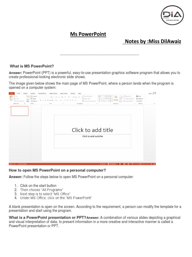 Ms PowerPoint Notes PDF | PDF | Microsoft Power Point | Graphics