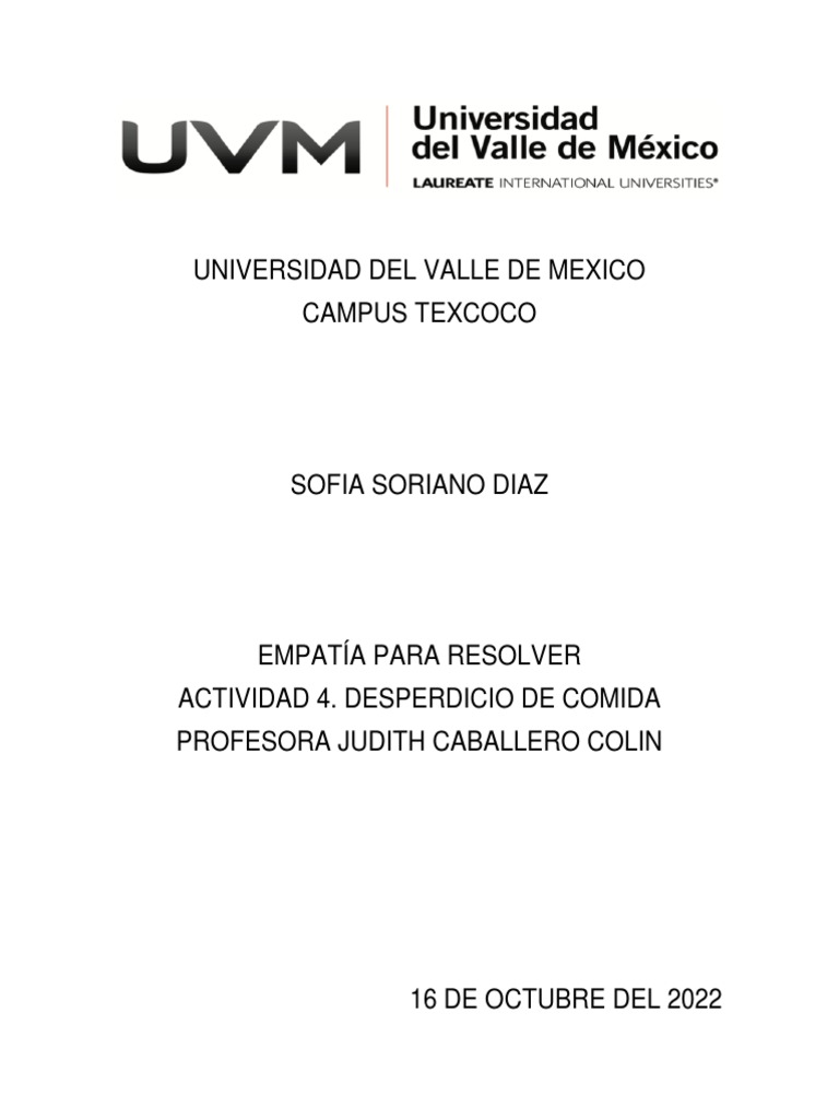 Actividad 4. Desperdicio de Comida | PDF | Alimentos