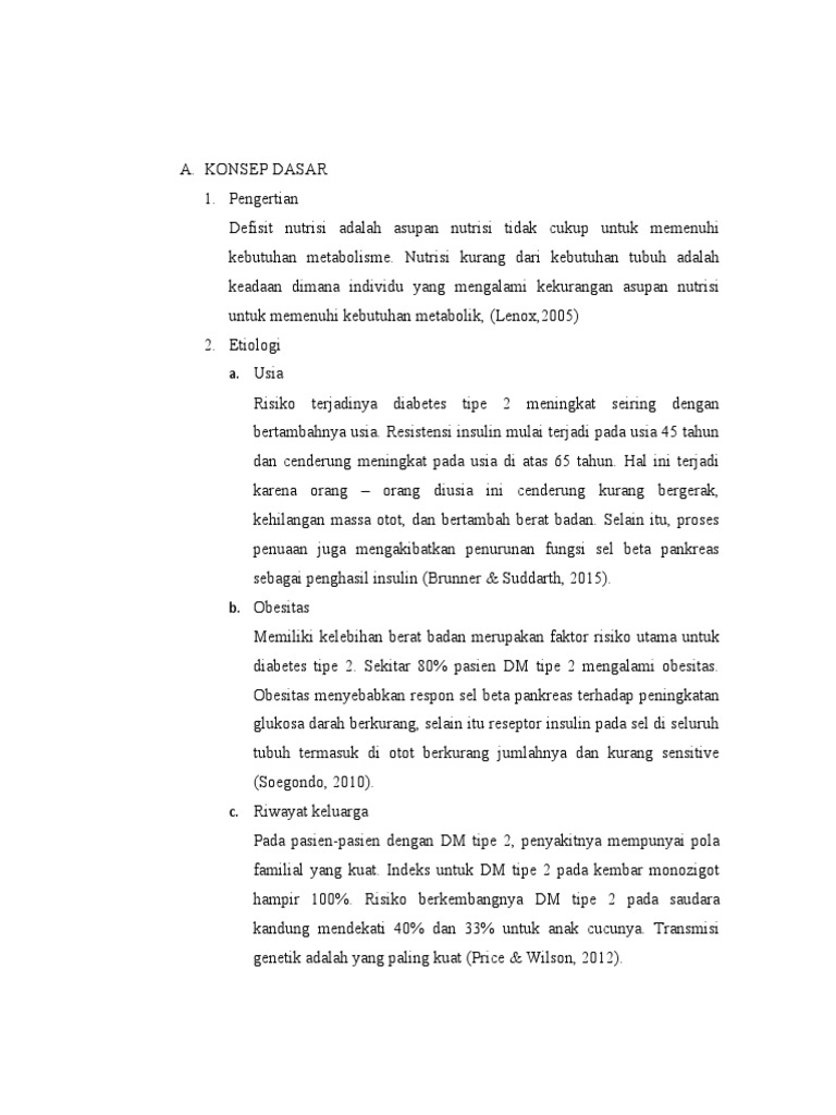 LP Kebutuhan Nutrisi Pda Pasien DM Tipe 2 | PDF