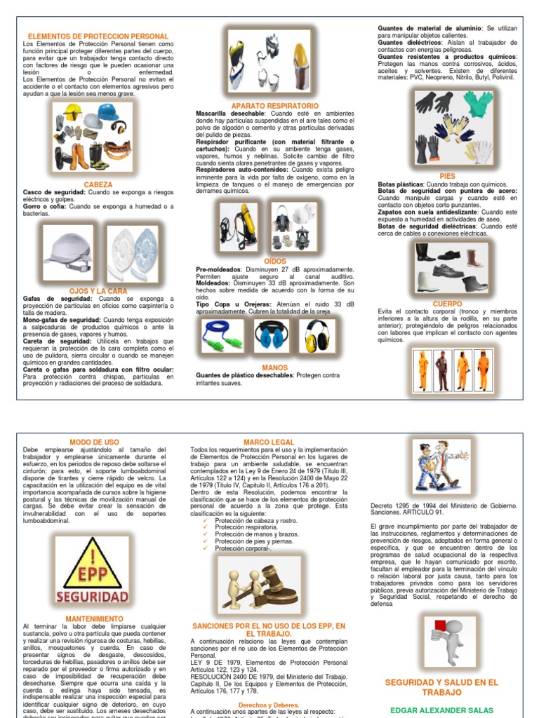 Folleto IMPORTANCIA EPP | PDF | Guante | Seguridad y salud ocupacional