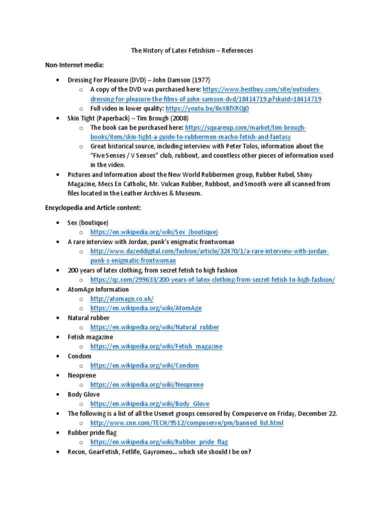 The History of Latex Fetishism - References Final | PDF | Sexual Fetishism | Clothing