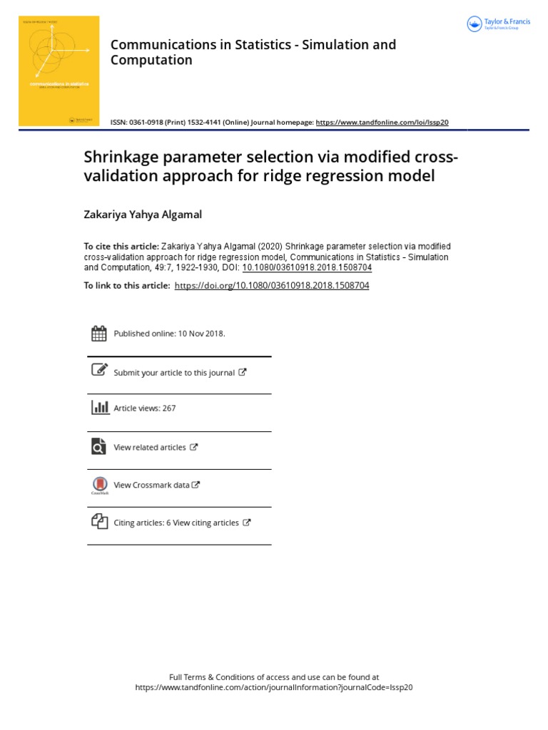 Shrinkage Parameter Selection Via Modified Cross Validation Approach For Ridge Regression Model