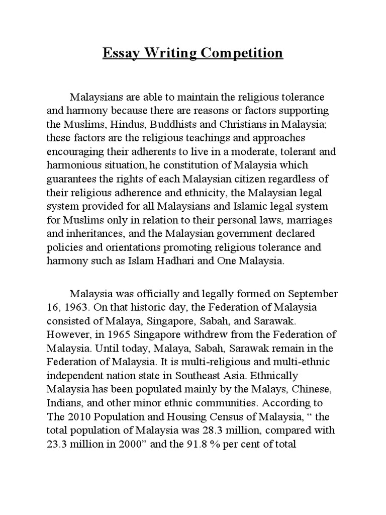 Essay Writing Competition | PDF | Malaysia | Asia