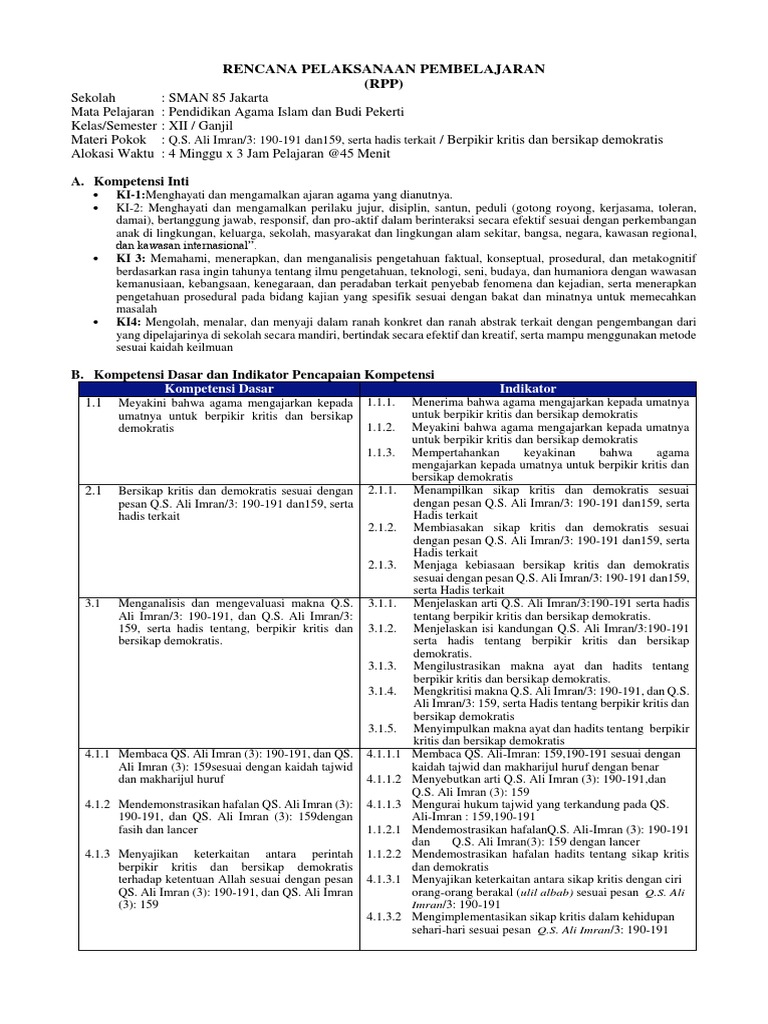 PPL Rpp-1 - 1 Berpikir Kritis | PDF | Karier & Perkembangan | Filsafat