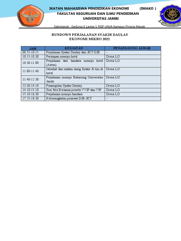 Rundown Perjalanan Syakir Daulay | PDF