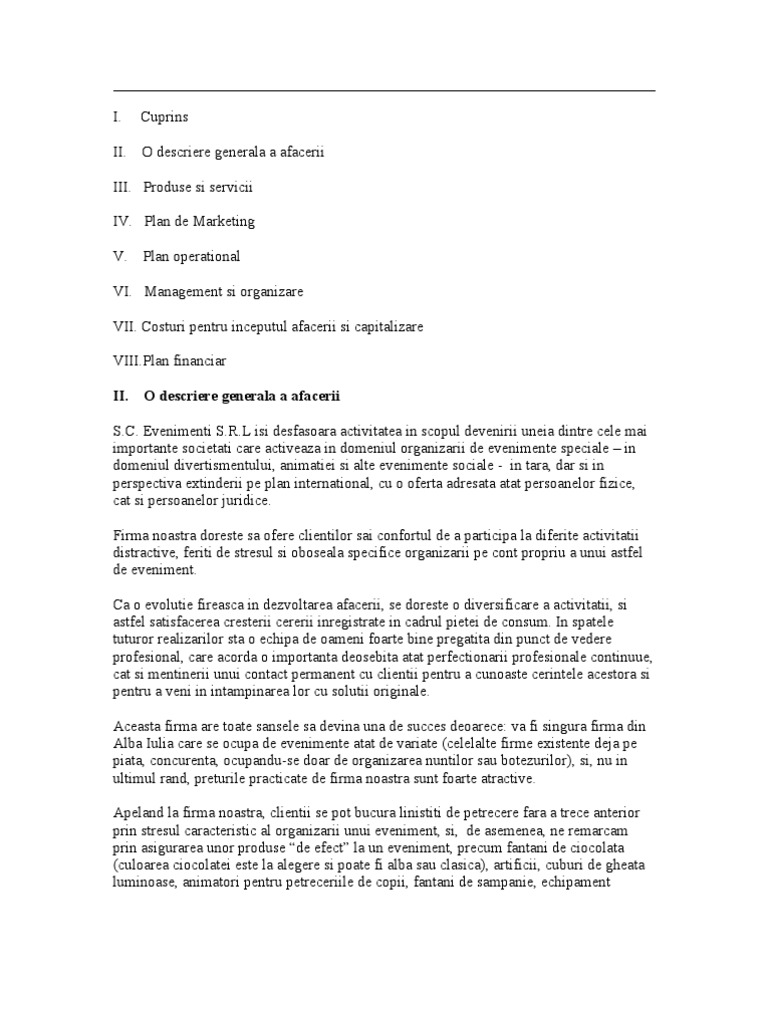 Plan Afacere | PDF