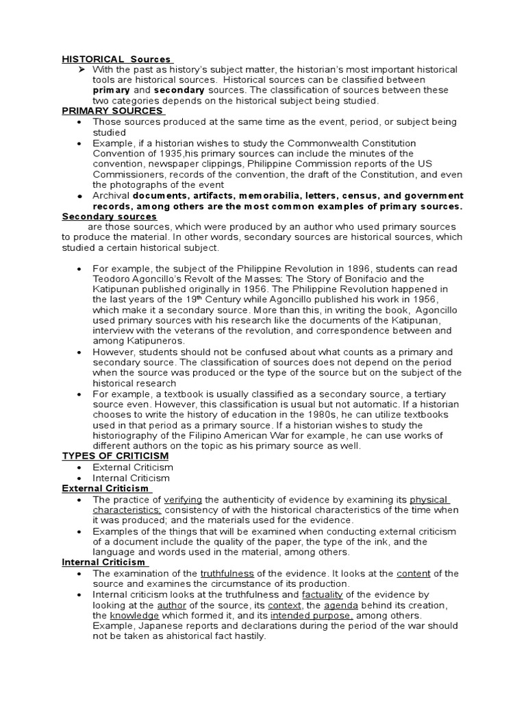 HISTORICAL Sources | PDF | Primary Sources